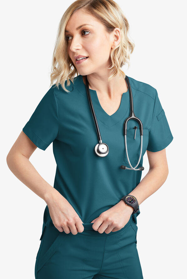 Easy STRETCH 1-Pocket Scallop Neck Scrub Top, Fashion Scrubs