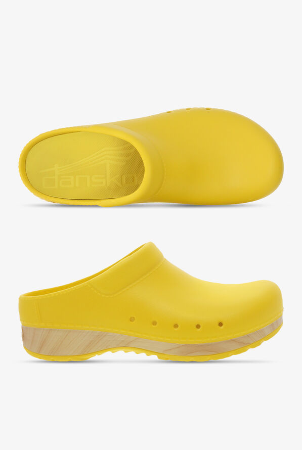 Dansko Kane Yellow Lightweight Open Back Nursing Clogs, Nursing Clogs