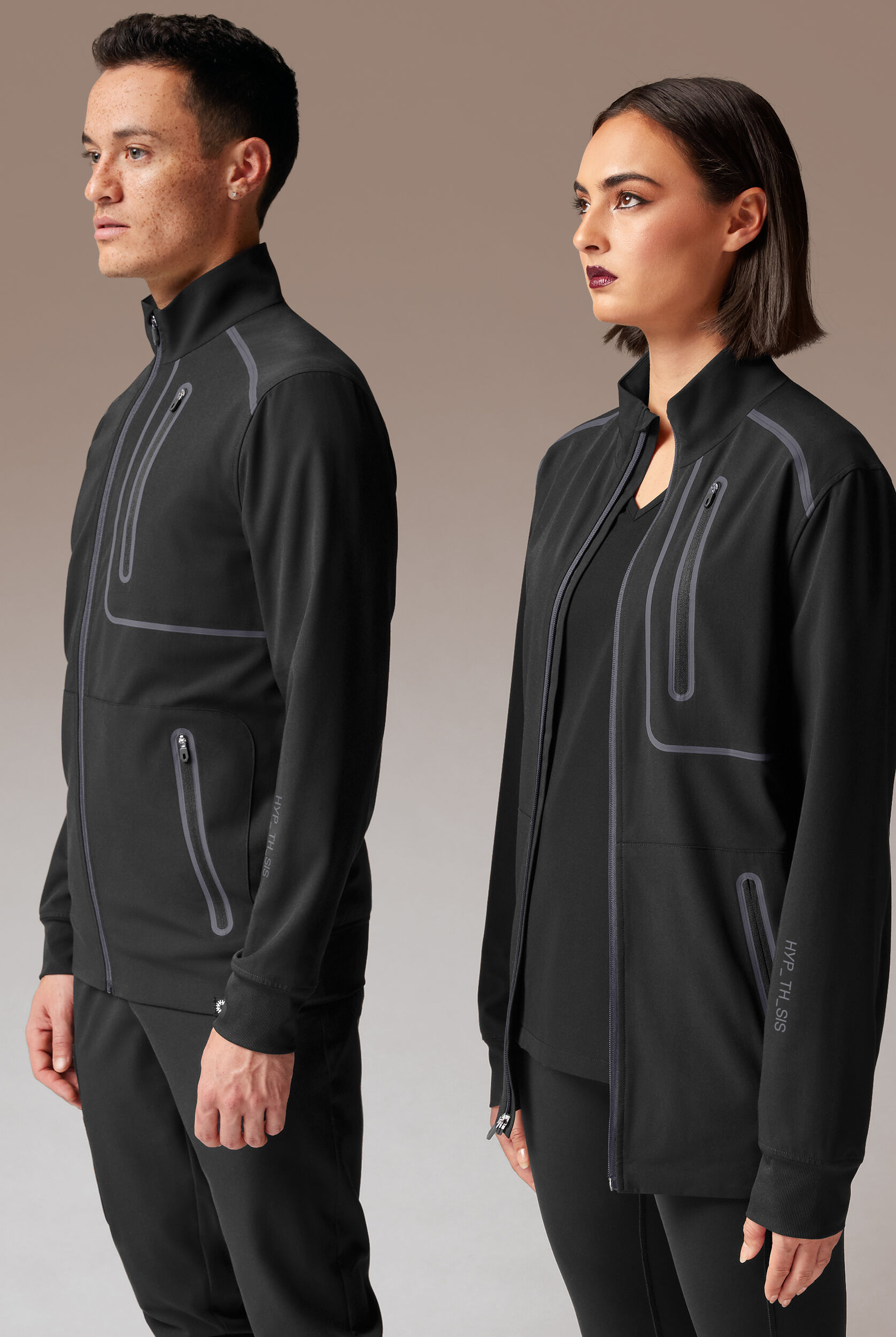 Hypothesis Unisex Zip Front With Stand Collar Scrub Jacket, Nursing Jackets