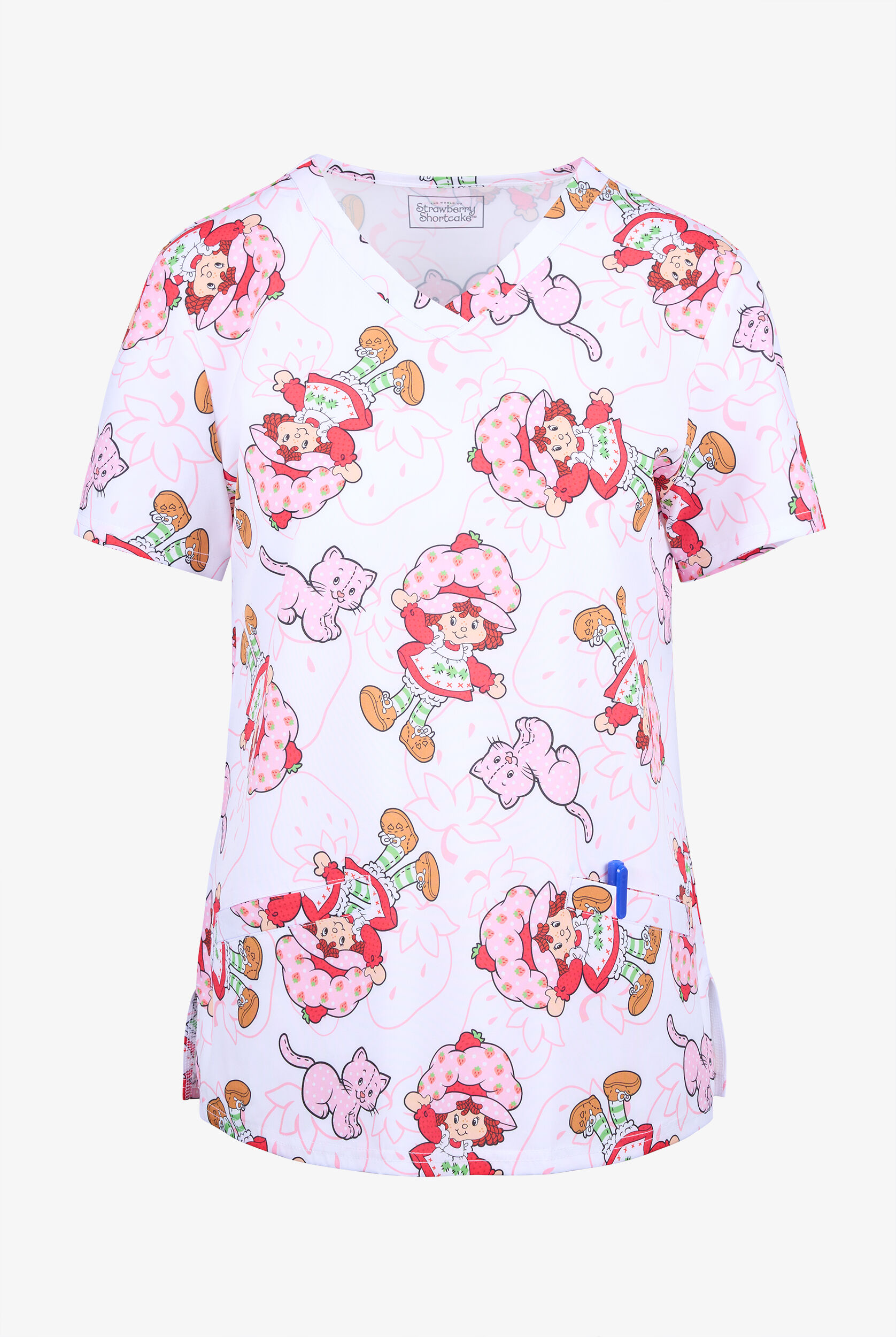 Strawberry Shortcake Funscrubs Women's 2-Pocket STRETCH V-Neck Print ...