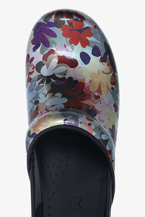 Dansko Women's Professional Boho Flower Patent Leather Nursing Clogs ...