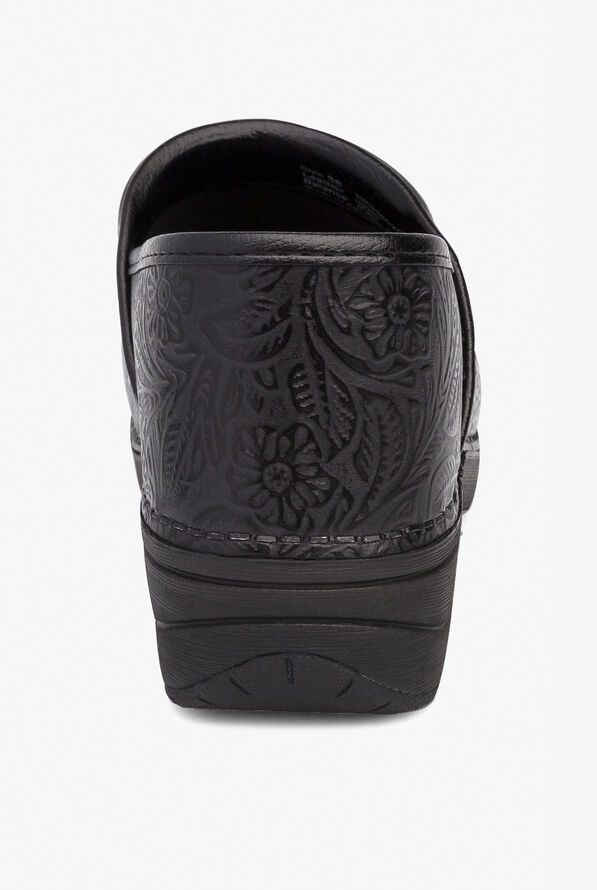 Dansko Pro XP 2.0 Black Floral Tooled Leather Clogs, Nursing Clogs