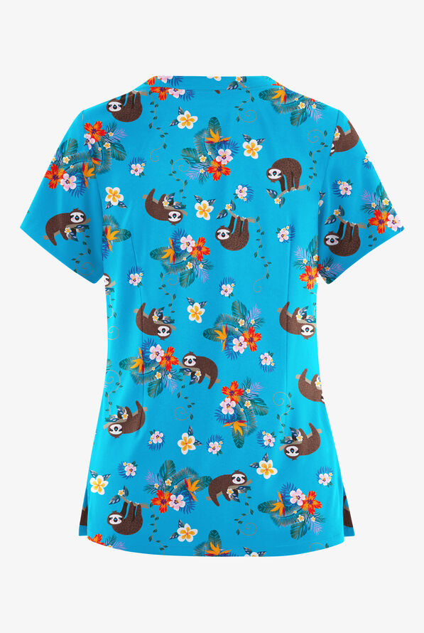 Buttersoft Originals Sloth Nap Time Turquoise Women's 6-Pocket Scallop ...