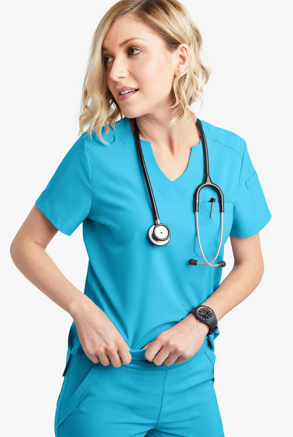 Easy STRETCH 1-Pocket Scallop Neck Scrub Top, Fashion Scrubs