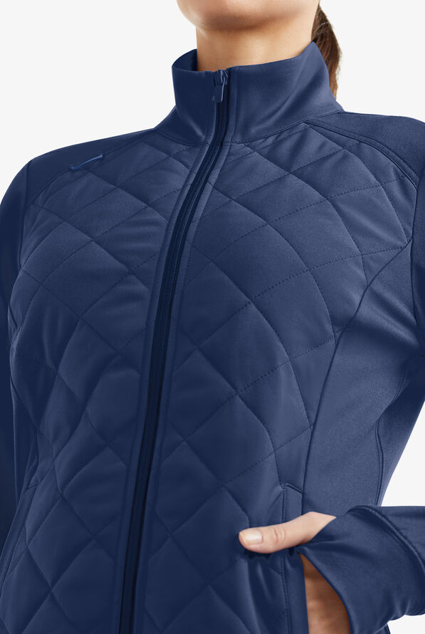 Easy STRETCH Keira Quilted Long Sleeve Scrub Jacket, Nursing Jackets