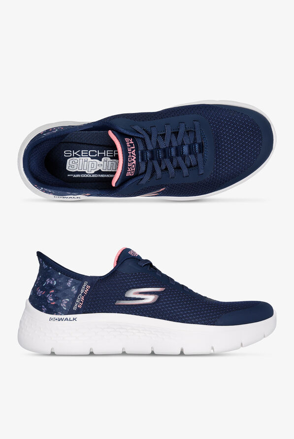 Skechers Performance Go Walk Flex Mesh Navy Bungee Athletic Slip-Ins ...
