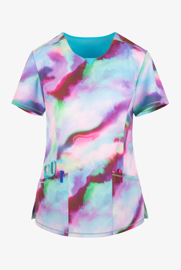 Infinity Painted Prism Marble Women's 3-Pocket STRETCH V-Neck Print ...