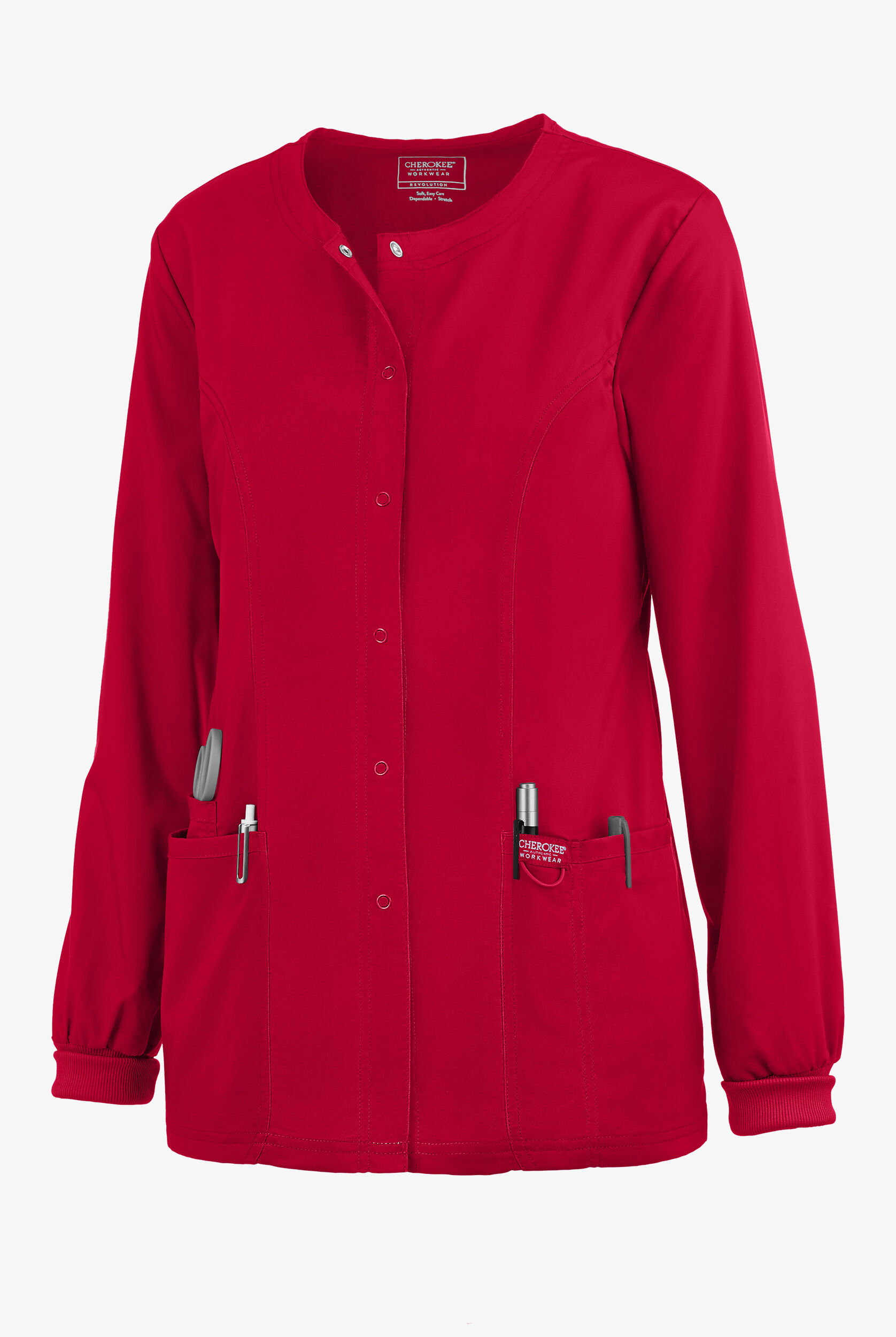 Cherokee Workwear Revolution Snap-Front Scrub Jacket | Stretch Scrubs