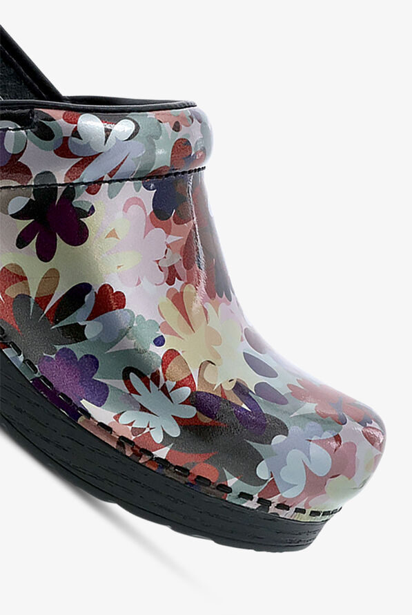 Dansko Women's Professional Boho Flower Patent Leather Nursing Clogs ...