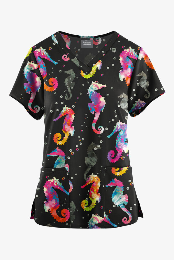 Butter-Soft Originals Aquatic Animals Day Black Printed Women's 4 ...