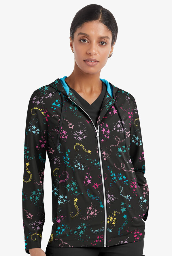 Easy STRETCH Shooting Star Onyx Black Printed Women's 5-Pocket Zip ...