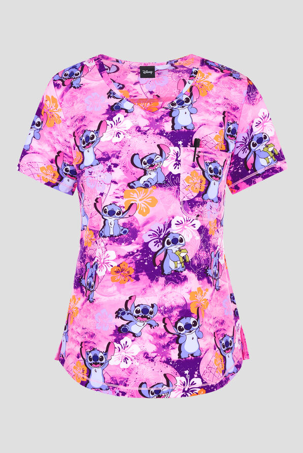 Tooniforms Disney's Lilo Celestial Stitch Women's 3-Pocket STRETCH V ...