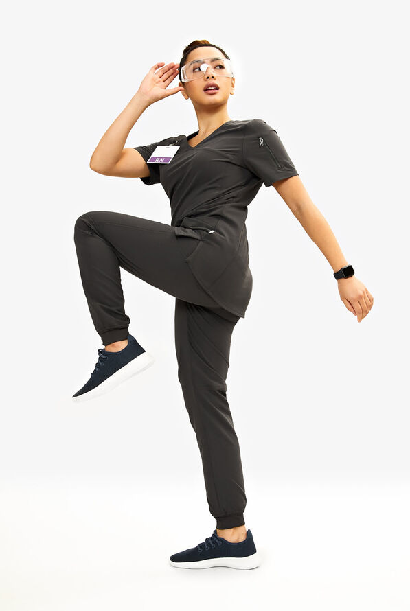 Keswi Women's 5-Pocket Flat Front Jogger Scrub Pants, Nursing Pants