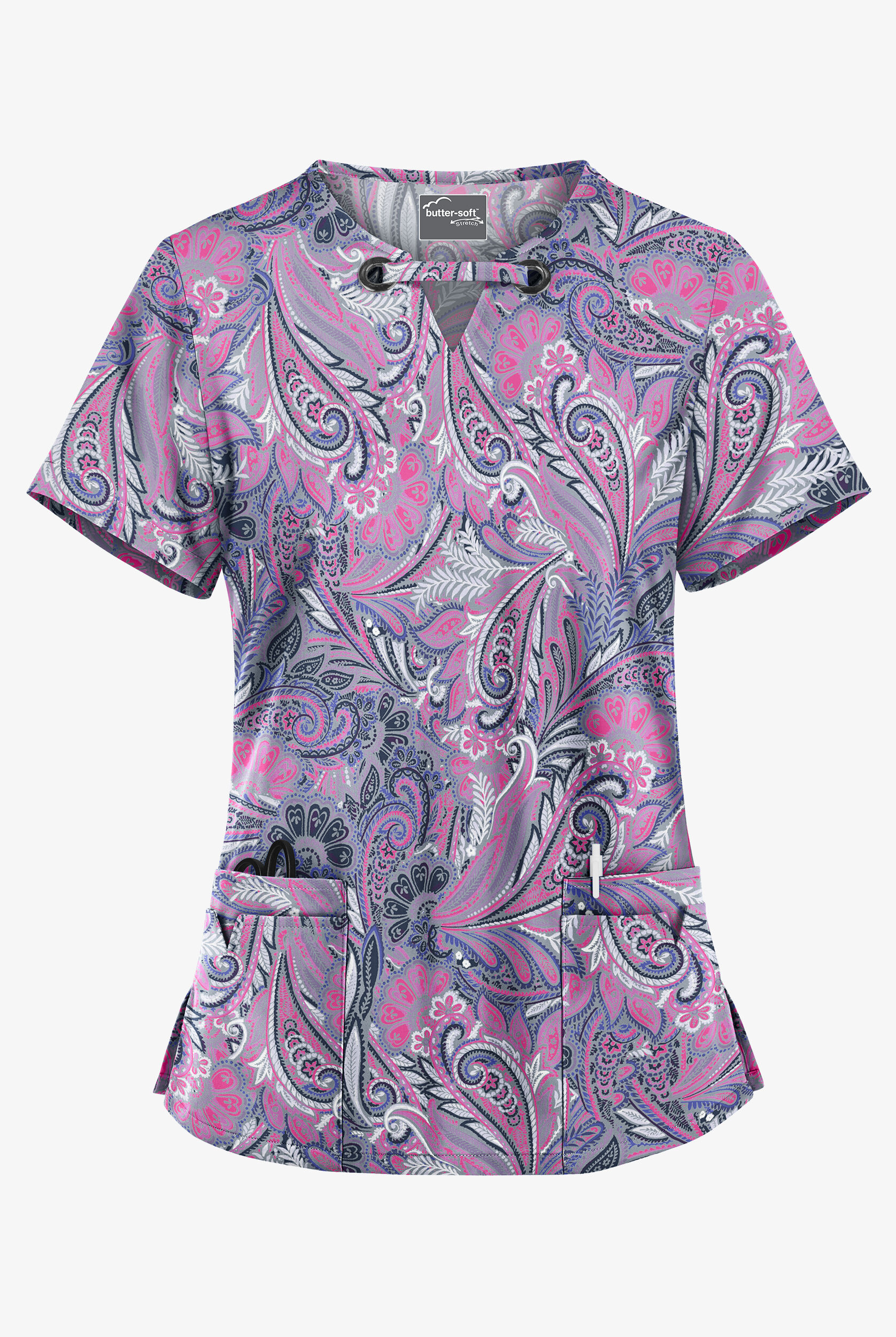 UA Butter-Soft STRETCH Vienna Paisley Print Scrub Top, Fashion Scrubs