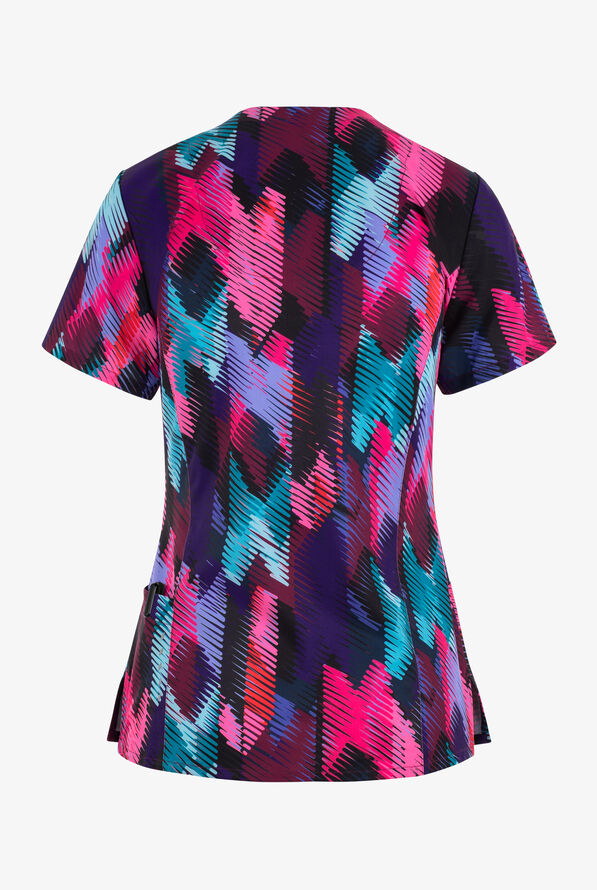 Barco One Soft Brilliance Geometric Women's 4-pocket V-Neck Scrub Top ...