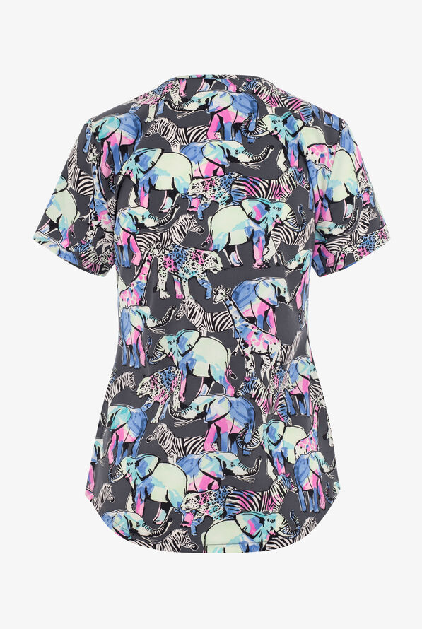 Cherokee Genuine Herd That Safari Animals Women's 2-Pocket STRETCH V ...