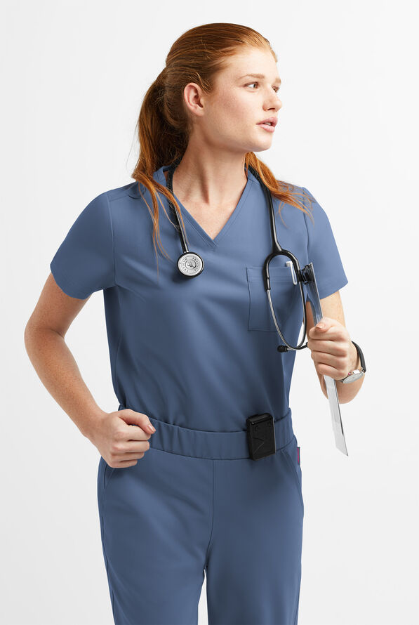 Blusa médica MOVEMENT by Butter-Soft Ceti con cuello en V para mujer ...