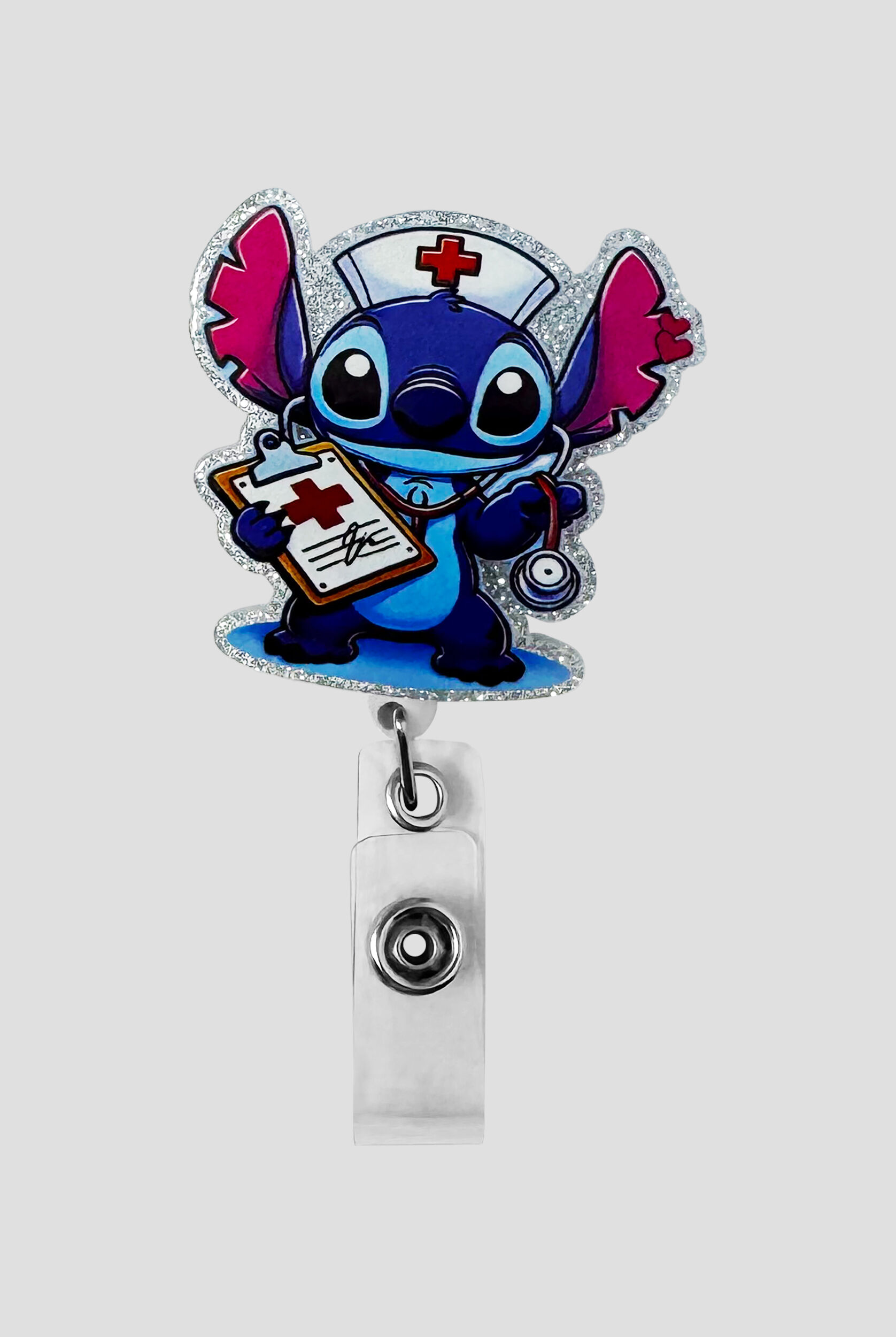 Cutieful Lilo & Stitch Nurse Stitch Retractable Acrylic ID Badge Holder ...