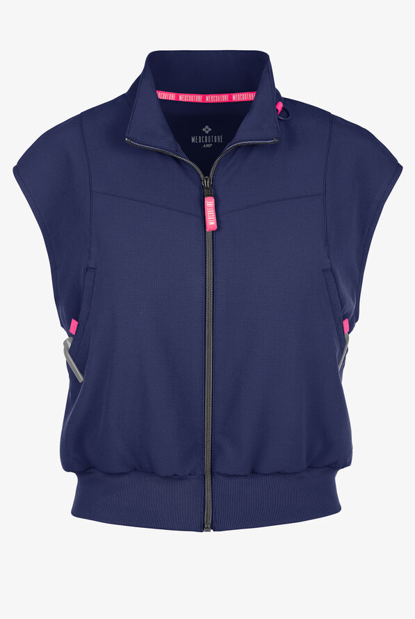 Med Couture Amp Women's 2-Pocket STRETCH Zippered Cropped Scrub Vest ...