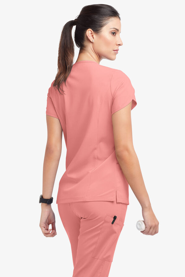 Easy STRETCH Daisy Women's 4-Pocket V-Neck Scrub Top, Nursing Scrubs