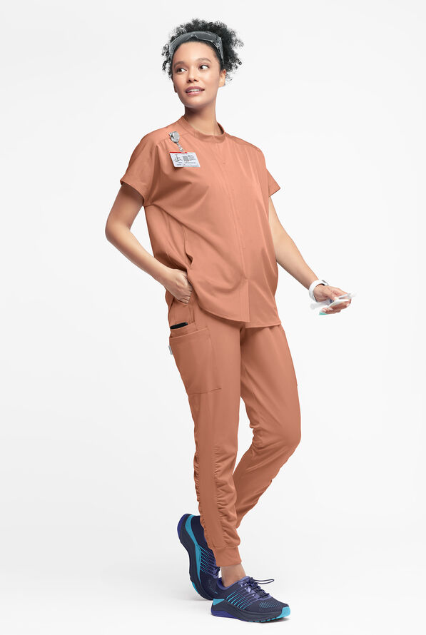 WhisperLite Aerin Women's 3-Pocket Stand Collar Scrub Top, Fashion Scrubs