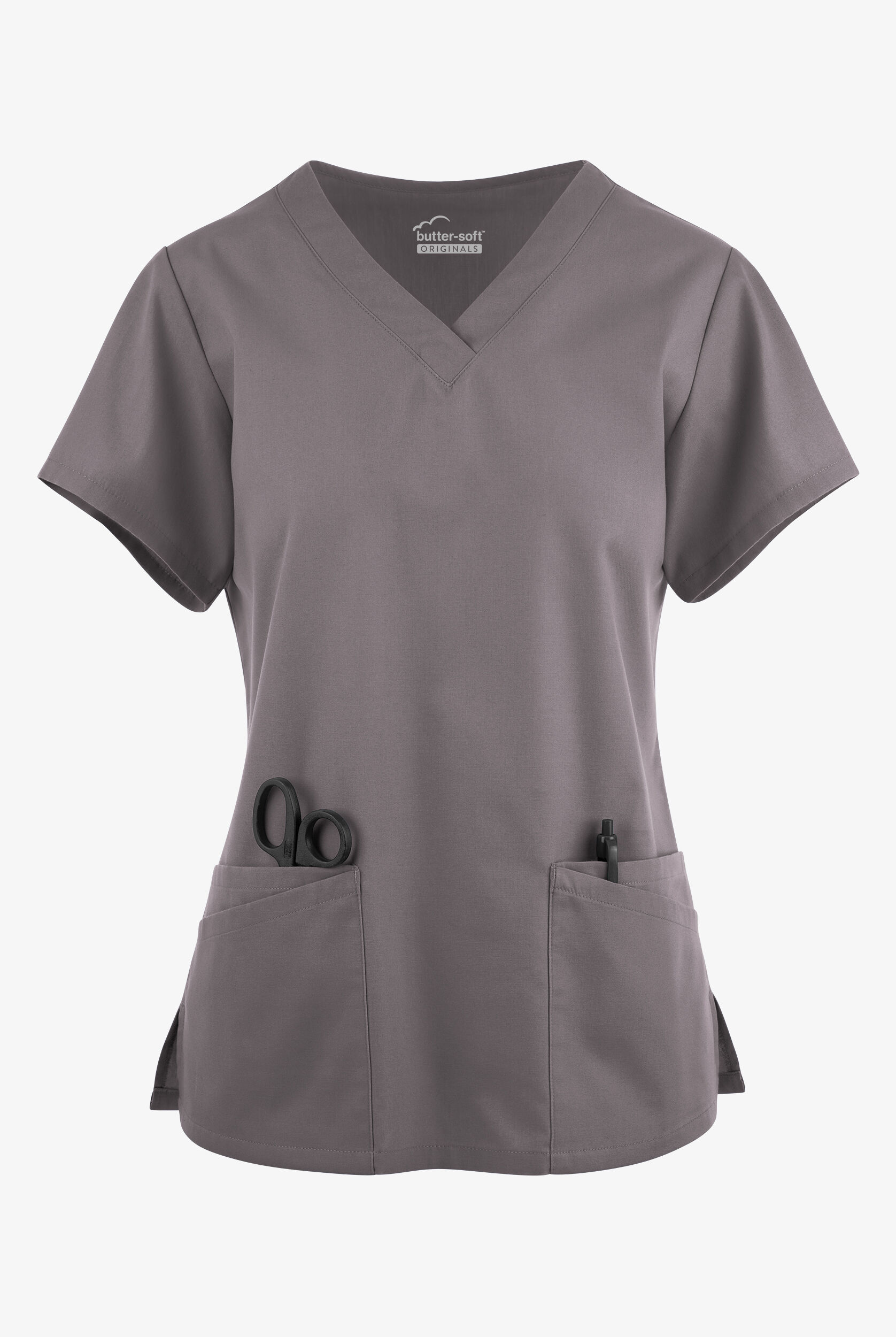 Butter-Soft Originals Women's 4-Pocket V-Neck Scrub Top, Cotton Scrubs