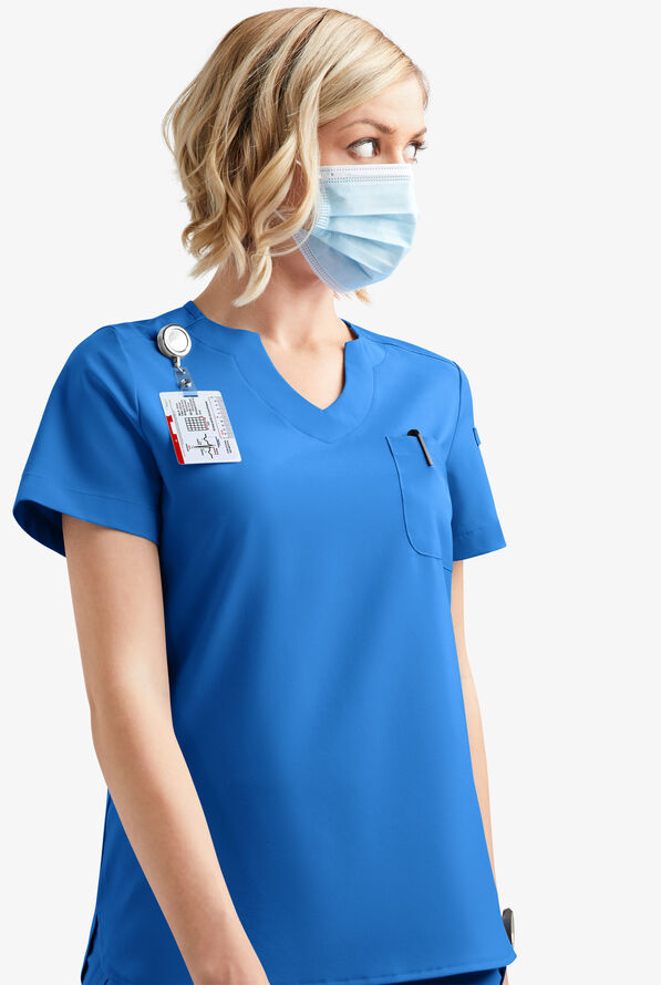 Easy STRETCH 1-Pocket Scallop Neck Scrub Top, Fashion Scrubs
