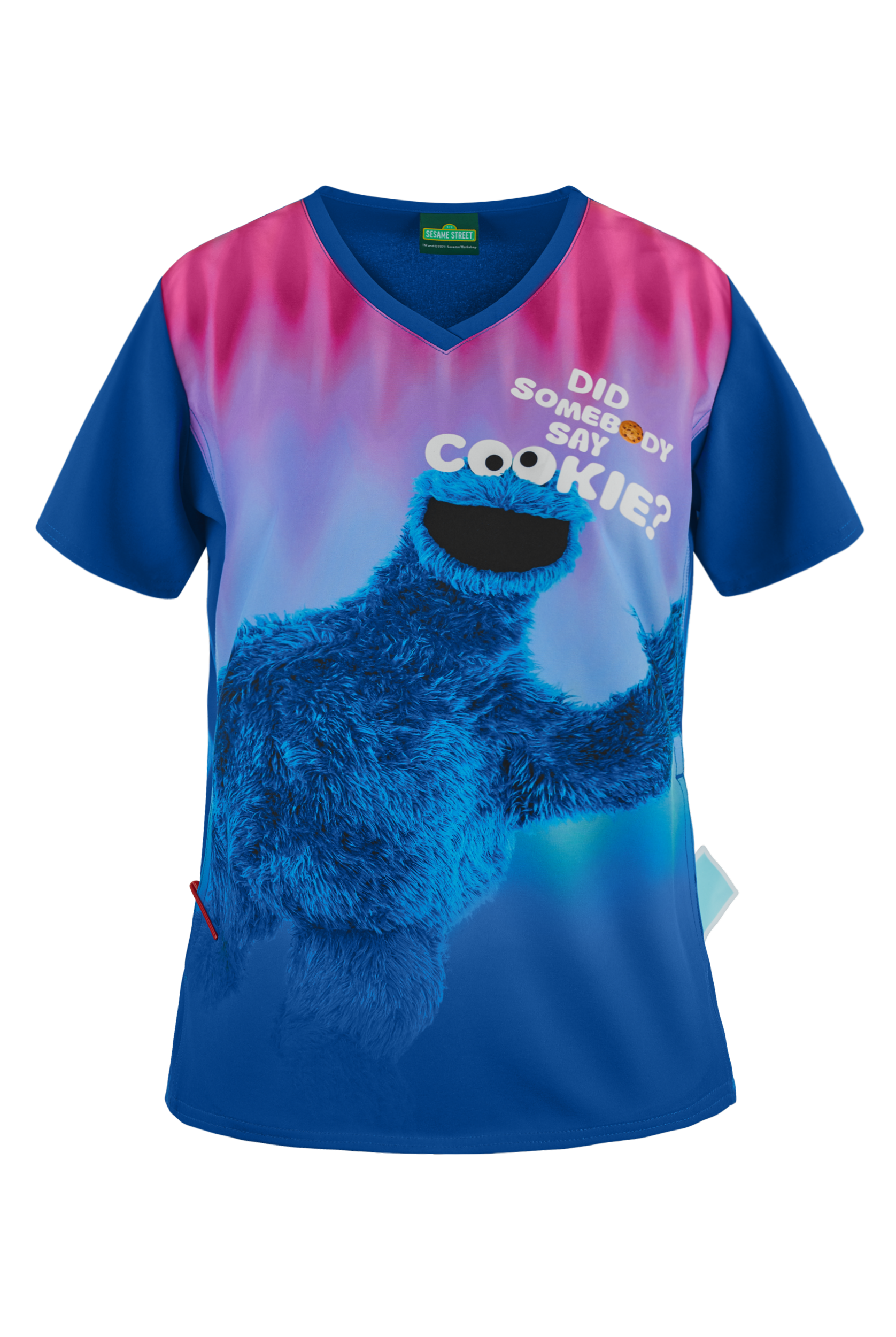 Cher Tooniforms Sesame Street Say Cookies Scrub Top, Cartoon Scrubs