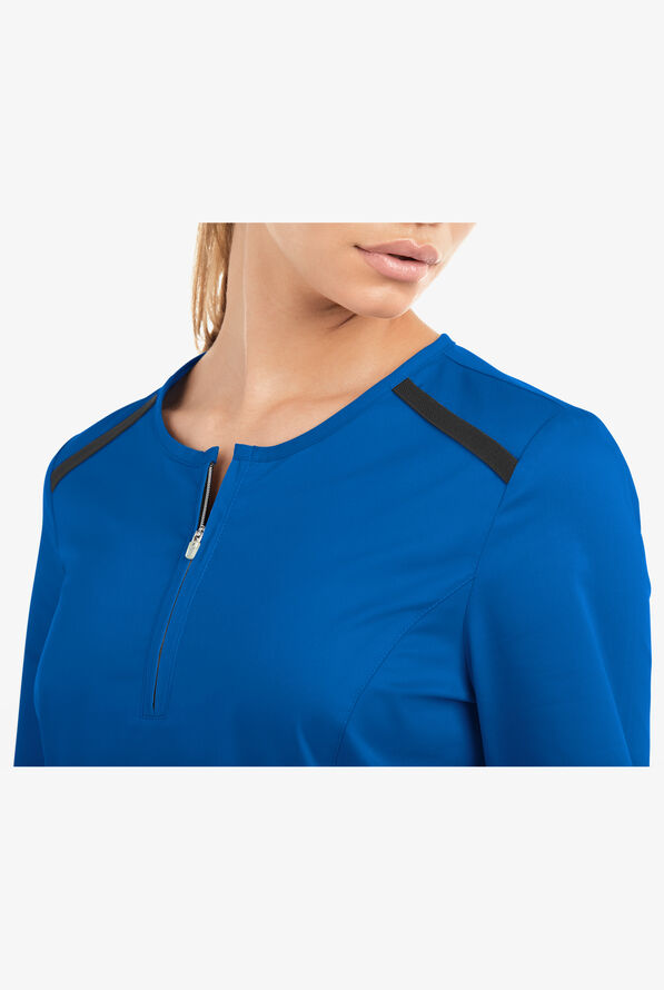 UA 3/4 Sleeve Scrub Top with Zip Closure, Fashion Solid Scrubs