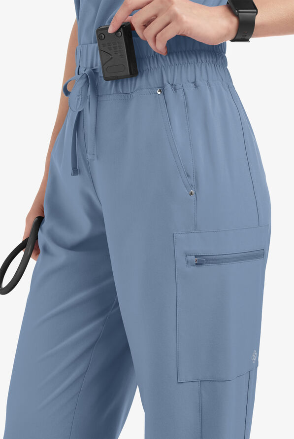 Easy STRETCH Women's 5-Pocket Wide Waistband Yoga Scrub Pants, Cargo pants