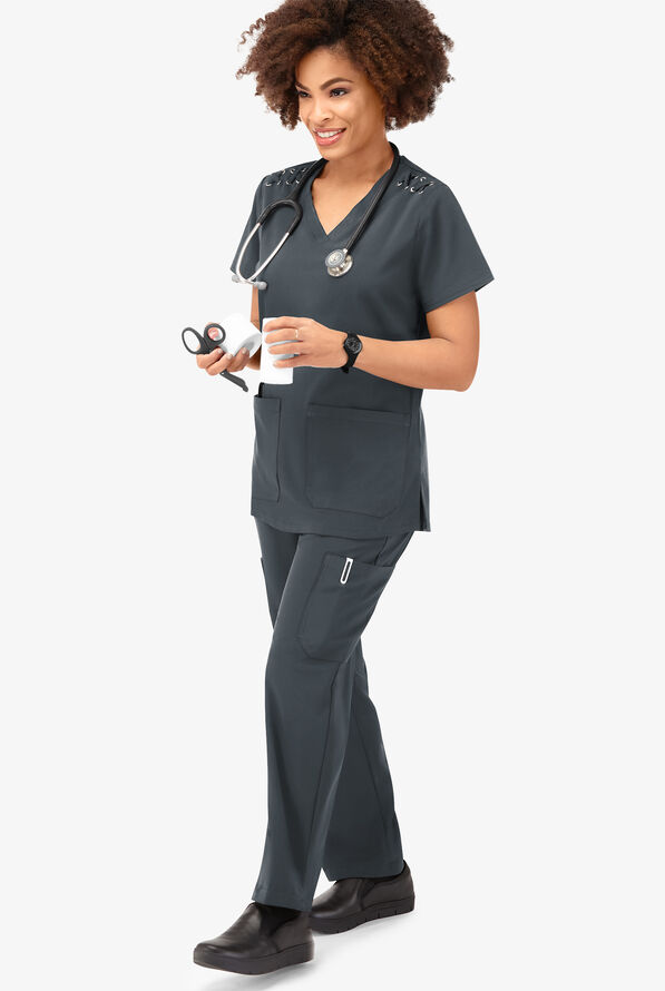 Easy STRETCH by Butter-Soft Leila Lace Up Scrub Top | Stretch Scrubs