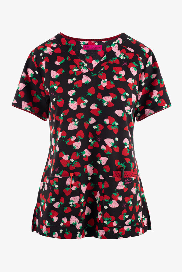Betsy Johnson Berry Delicious Women's 3-Pocket STRETCH V-Neck Print ...