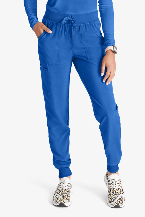Cherokee Women's 4-Pocket STRETCH Rib-Knit Waistband Cargo Jogger Scrub ...