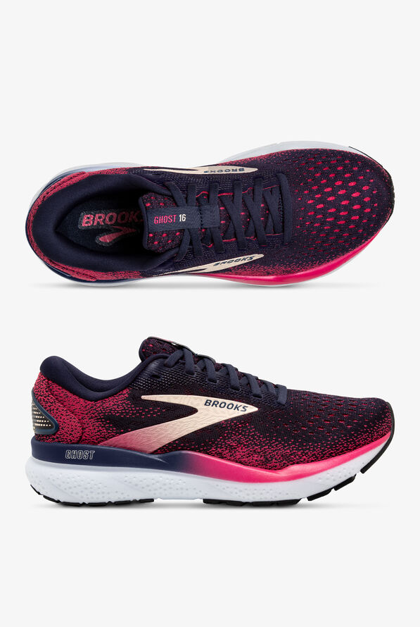 Brooks Women's Ghost 16 Peacoat/Raspberry/Apricot Athletic Lace Up ...