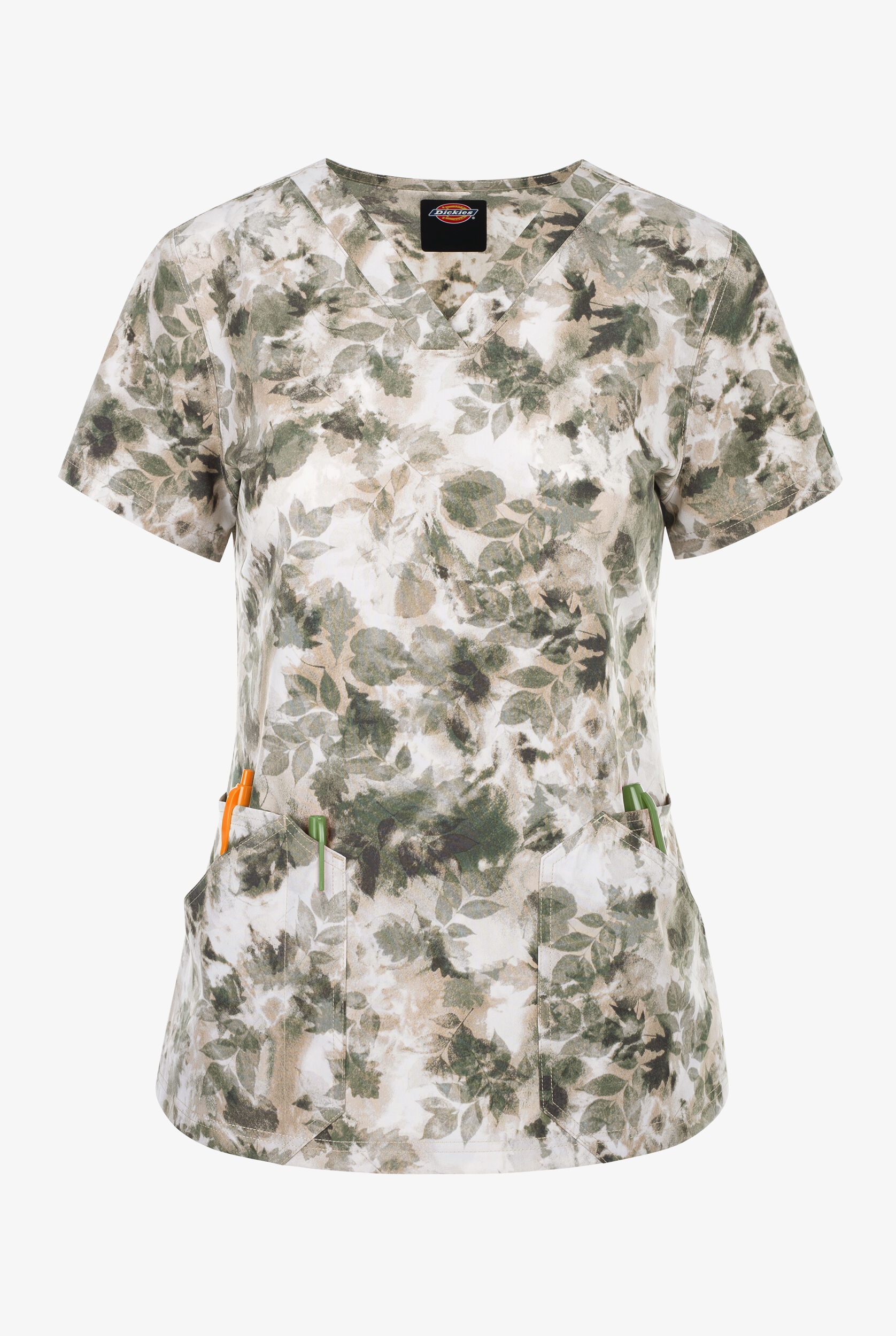 Dickies Nature Trail Women's 4-Pocket STRETCH V-Neck Print Scrub Top ...