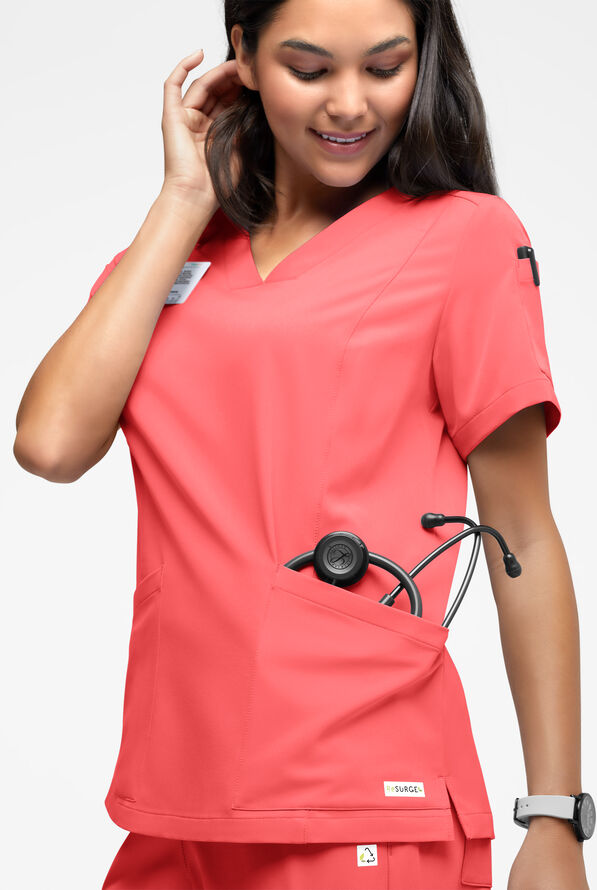 ReSurge by Butter-Soft Ruby Women's 5-Pocket V-Neck Scrub Top, Stretch ...