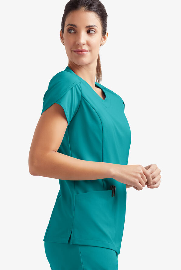 Blusa médica Easy STRETCH by Butter-Soft™ Daisy con cuello en V y 4 ...