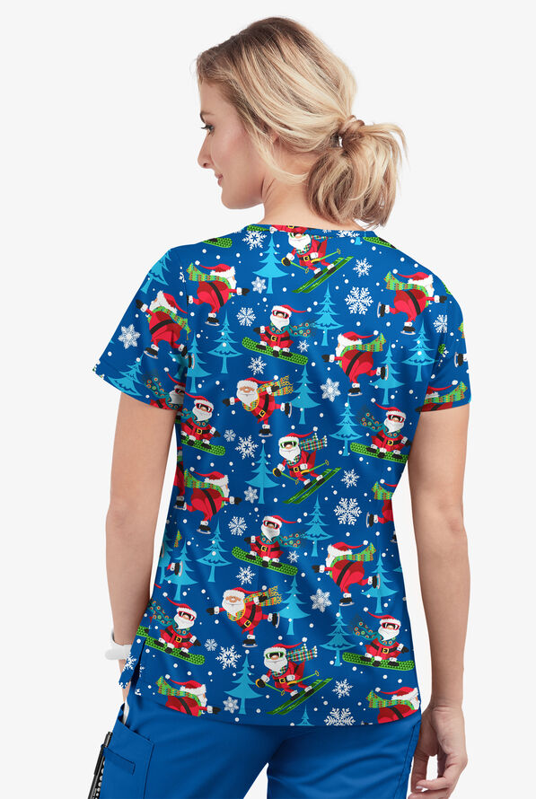 UA Butter-Soft STRETCH Santa on Vacation Royal Women's 1-Pocket Print ...
