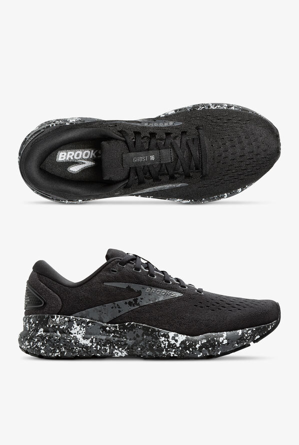 Brooks Men's Ghost 16 Black/Iron/Lava Athletic Lace Up Nursing Shoes ...