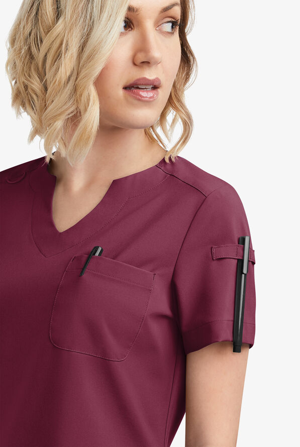 Easy STRETCH 1-Pocket Scallop Neck Scrub Top, Fashion Scrubs