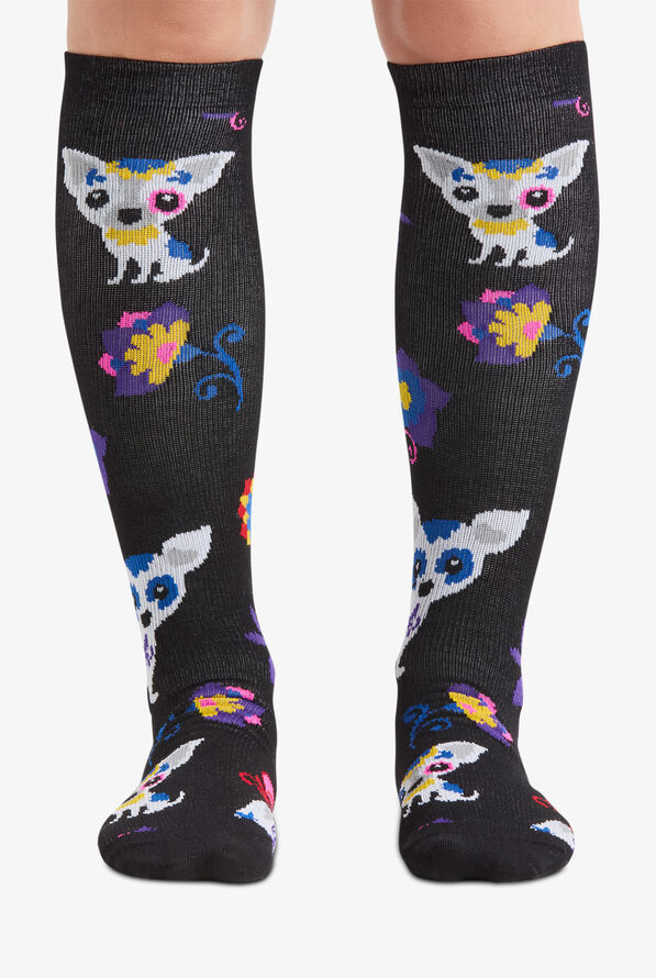 Cherokee Women's Sugar Skull Pups 10-15 mmHg Light Compression Socks ...