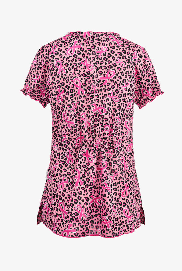 Koi BCRF Ribbons Peasant Delaney Print Scrub Top, Print Scrubs