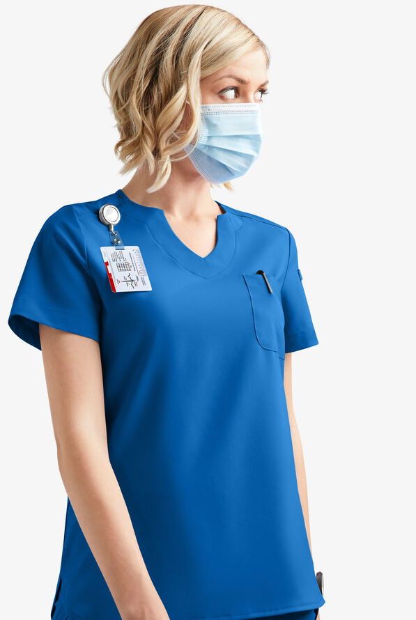 Easy STRETCH 1-Pocket Scallop Neck Scrub Top, Fashion Scrubs