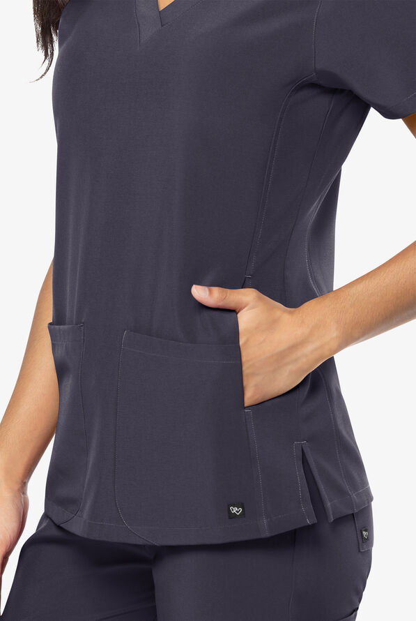 Tasha and Me True Women's 4-Pocket STRETCH V-Neck Scrub Top, Scrub Tops