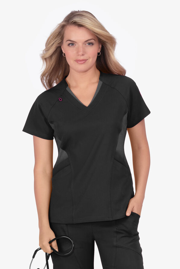 koi Lite Transform Women's 4-Pocket V-Neck Scrub Top, Stretch Scrubs