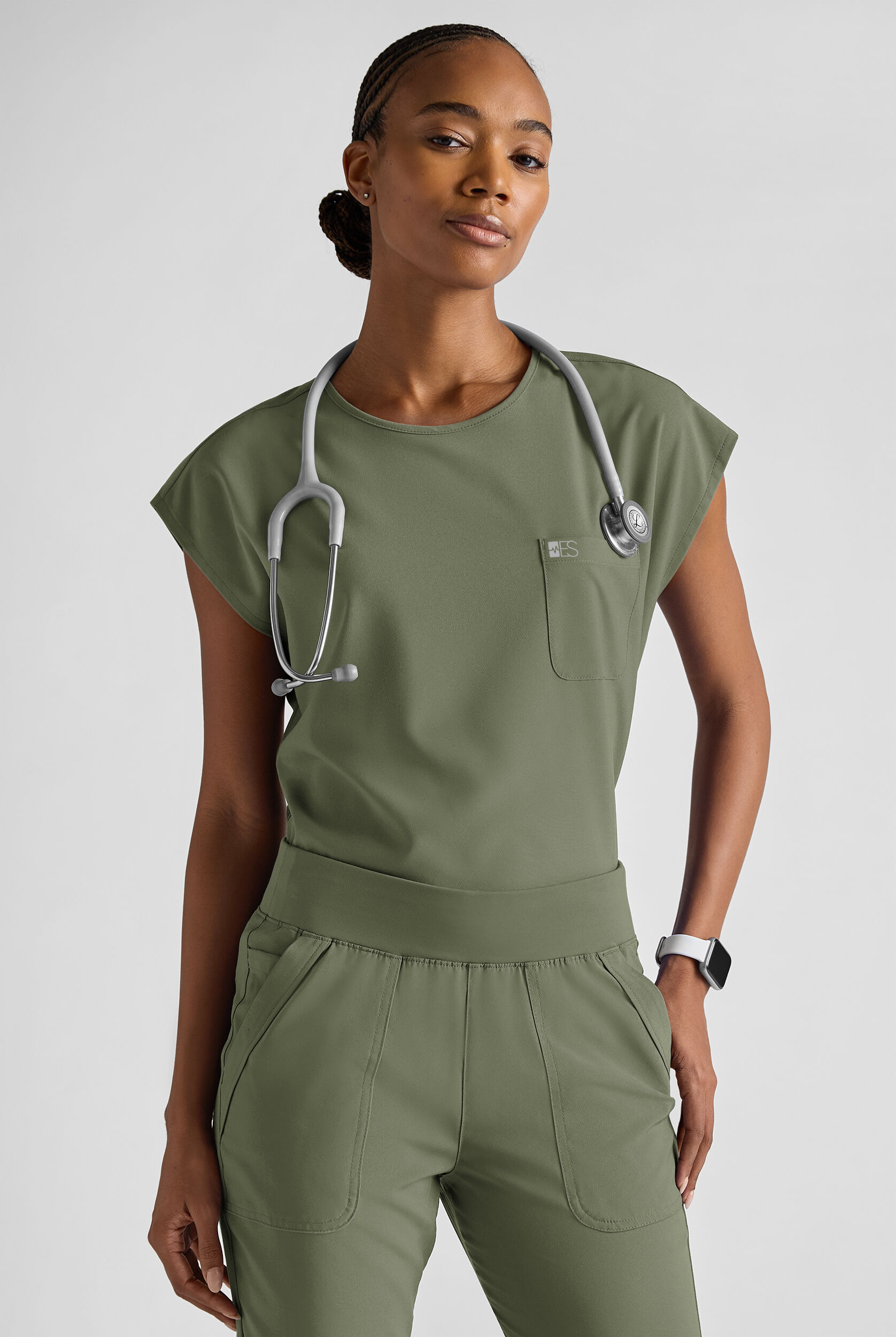 Blusa médica Easy Stretch con cuello redondo y mangas dolmán para mujer ...