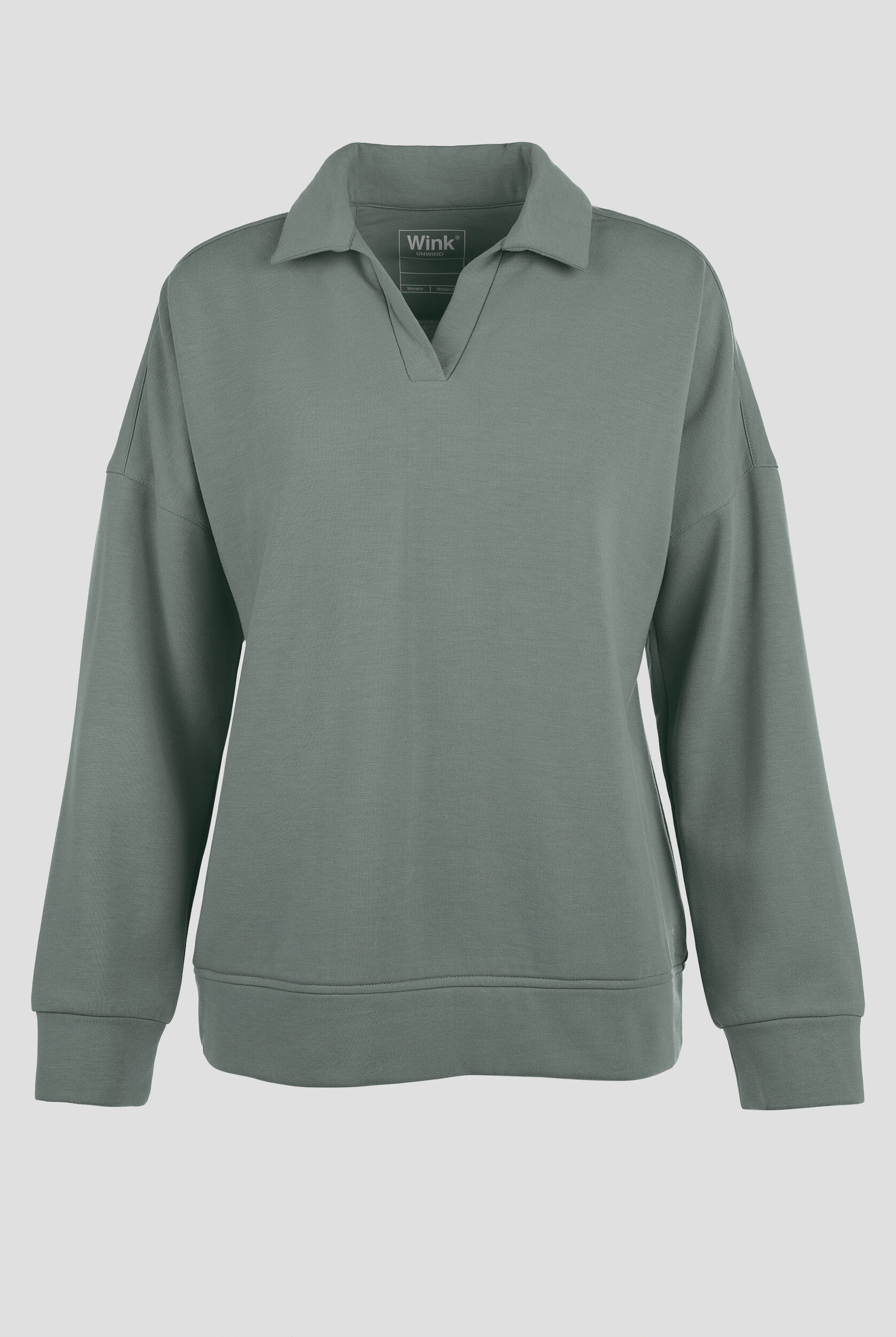 Wink Unwind Women's STRETCH Relaxed Pullover Fleece Polo Scrub Top ...