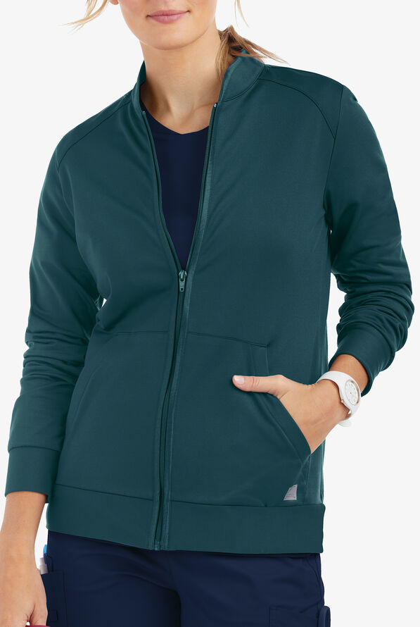 UA Butter-Soft STRETCH Knit Zip Front Jacket, Fashion Scrub Jackets
