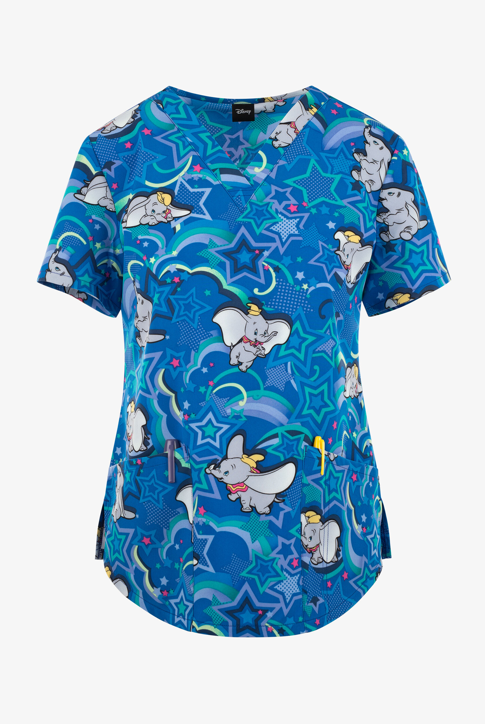 Tooniforms Disney's Dumbo High Flying Circus Women's 2-Pocket STRETCH V ...