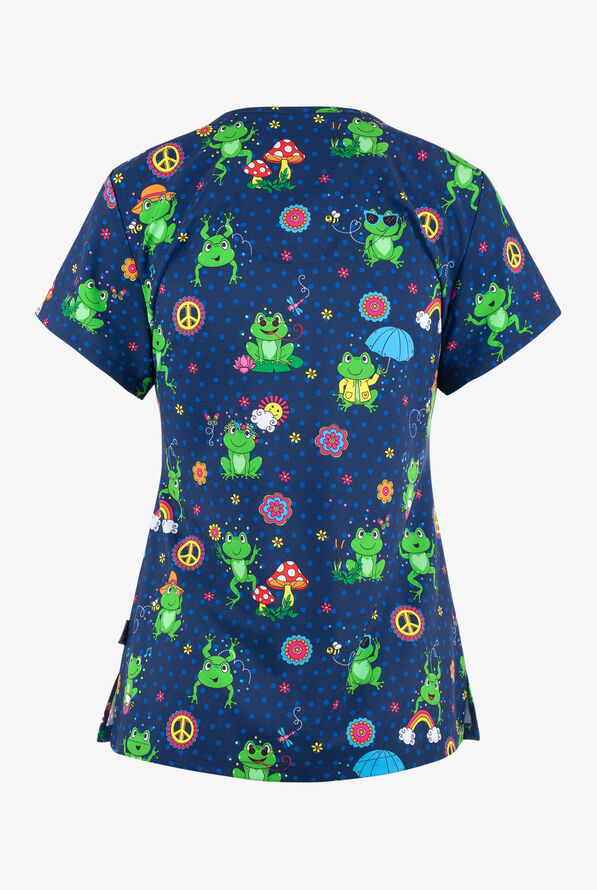 UA Exclusive Zavate Ava Therese Fun & Frogs 2-Pocket Top, Animal Scrub